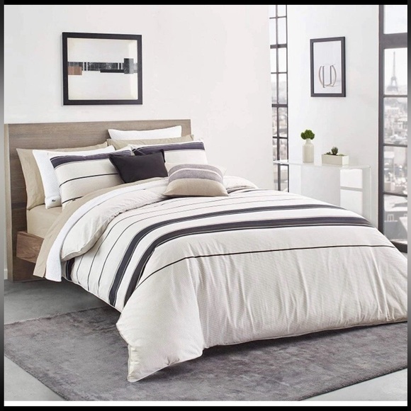 Lacoste | Bedding | Lacoste Avoriaz Taupe And White Queen Full ...